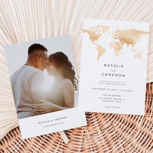 World Map Destination Wedding Invitation Template With Photo | FERNANDA ...