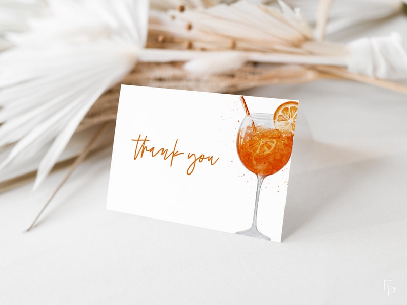 Aperol Spritz Thank You Card Template for Love at First Spritz - Etsy