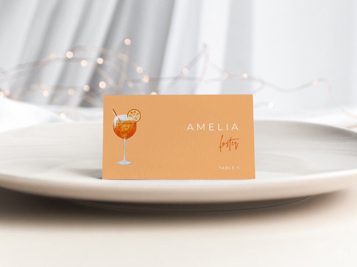 Aperol Spritz Place Card Template for Love at First Spritz - Etsy