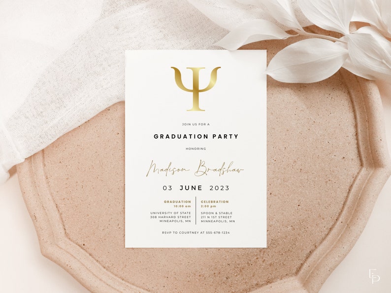 Modern Psychology School Graduation Party Invitation Template - Etsy
