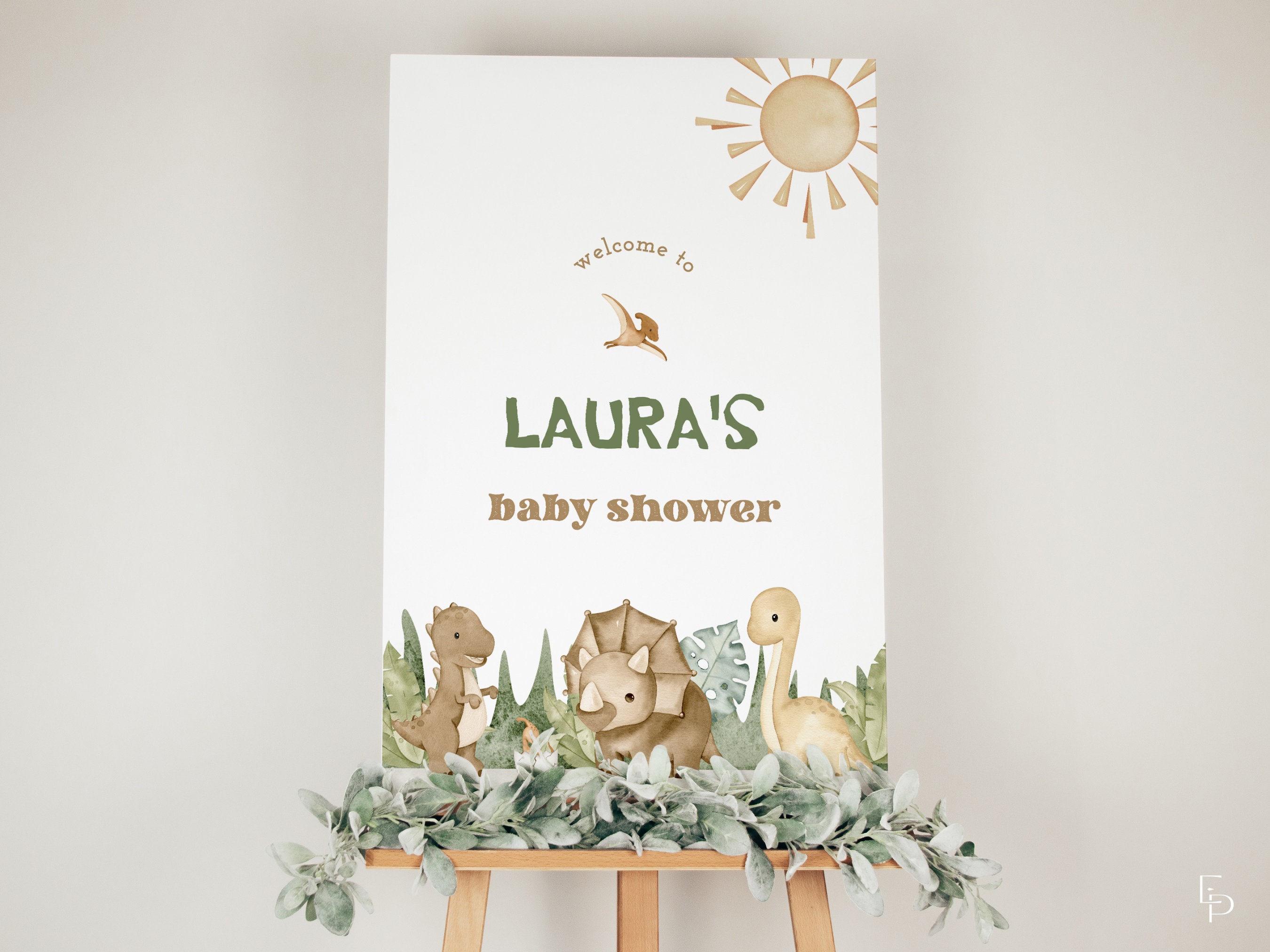 Dinosaur Baby Shower Welcome Sign Template for Dino Boy Baby Shower ...