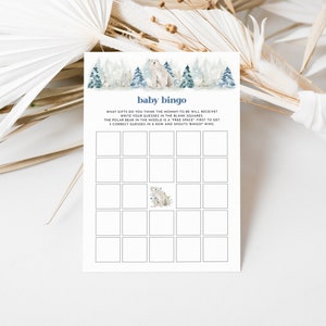 Winter Polar Bear Baby Bingo Baby Shower Game Template | BIANCA ...