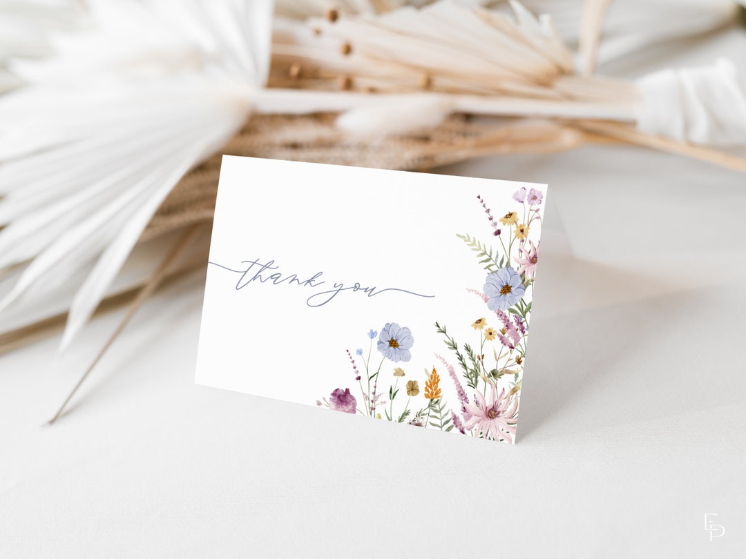Wildflower Thank You Card Template POSEY Collection - Etsy