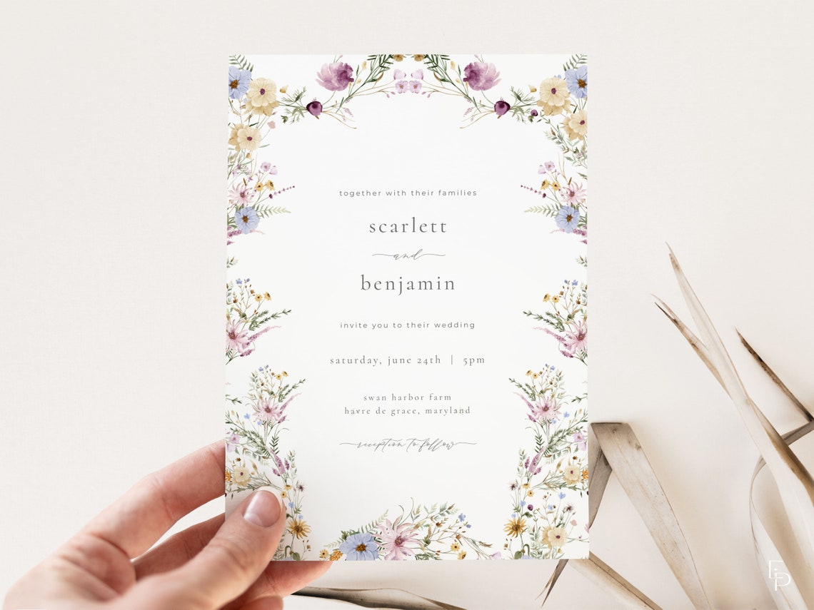 Wildflower Wedding Invitation Template FREYA Collection - Etsy