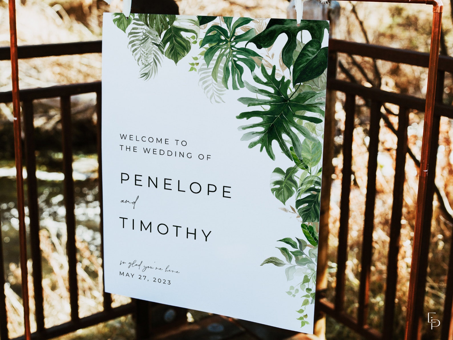 Modern Tropical Wedding Welcome Sign Template | CALYPSO Collection - Etsy