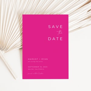 Modern Hot Pink Save the Date Template for Weddings | ROZ Collection - Etsy