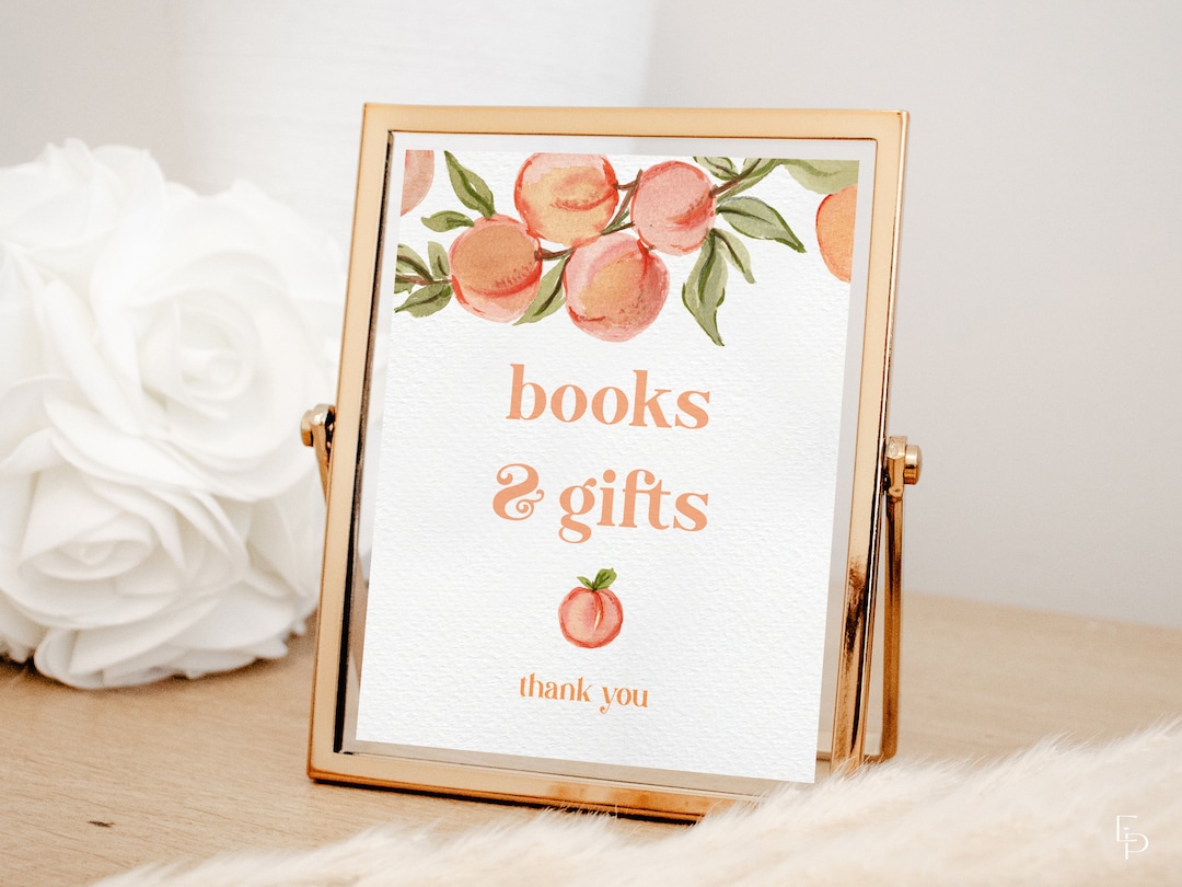 Peach Books and Gifts Baby Shower Sign Template | DURANZO Collection - Etsy