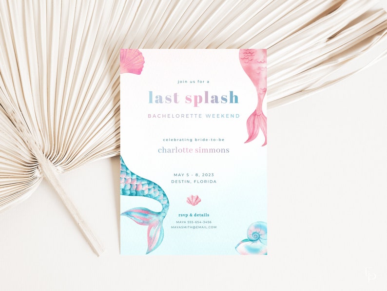 Last Splash Mermaid Bachelorette Weekend Invite and Itinerary Template ...