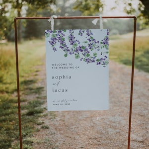 Violet Spring Wedding Welcome Sign Template EVOLET Collection - Etsy
