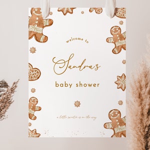 Gingerbread Baby Shower Welcome Sign Template for Winter Christmas Baby ...