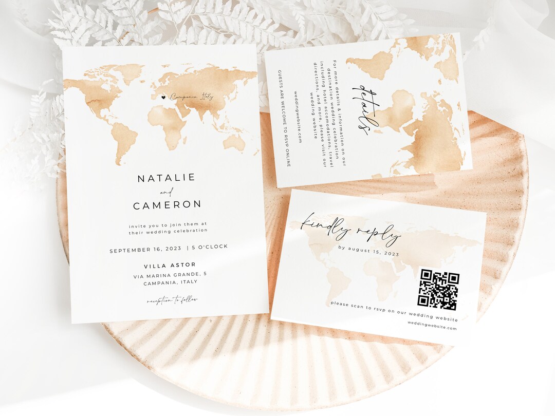 Destination Wedding Invitation Suite Template With Printable 5x7 Invite ...