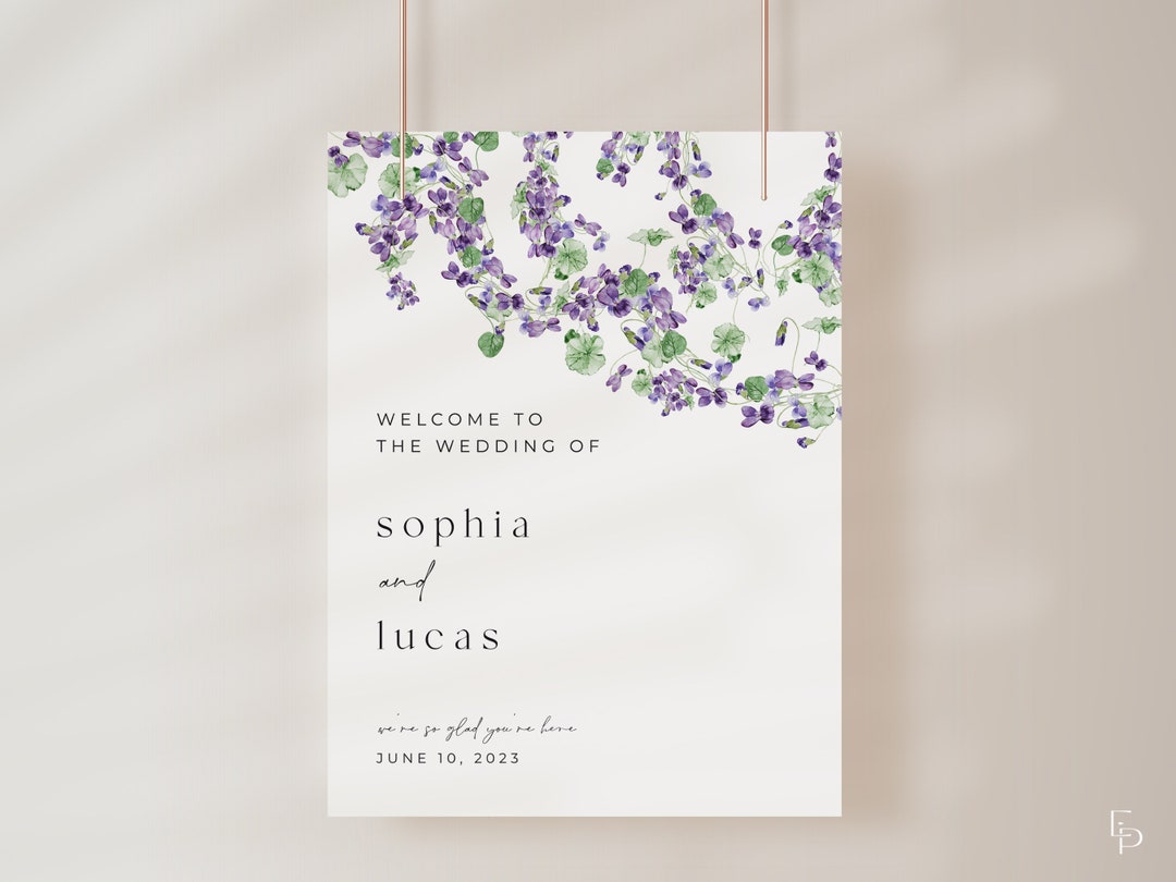 Violet Spring Wedding Welcome Sign Template EVOLET Collection - Etsy