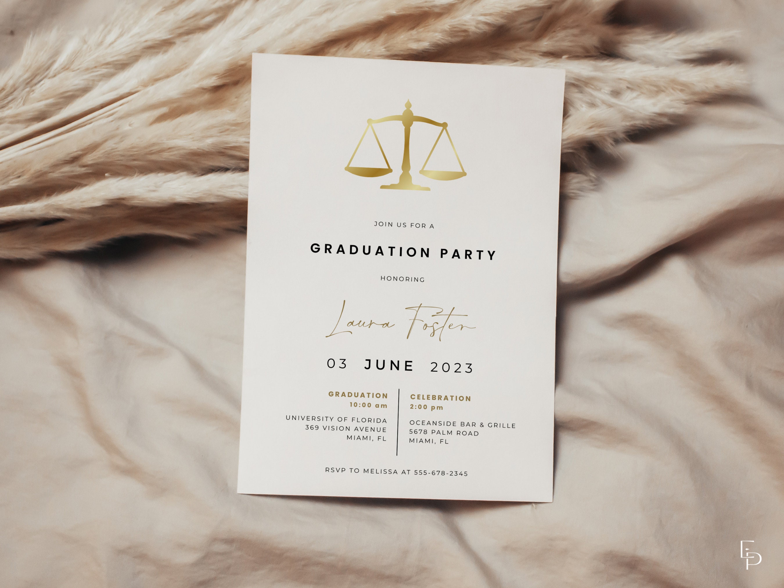 Modern Law School Graduation Party Invitation Template | VEDA ...