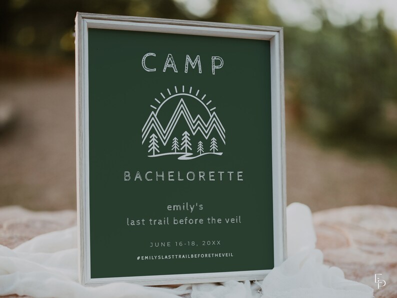 Camp Bachelorette Welcome Sign Template | BROOKE Collection - Etsy