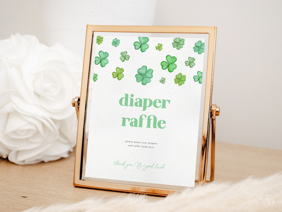 Lucky Little Charm Diaper Raffle Baby Shower Sign Template for Irish St ...