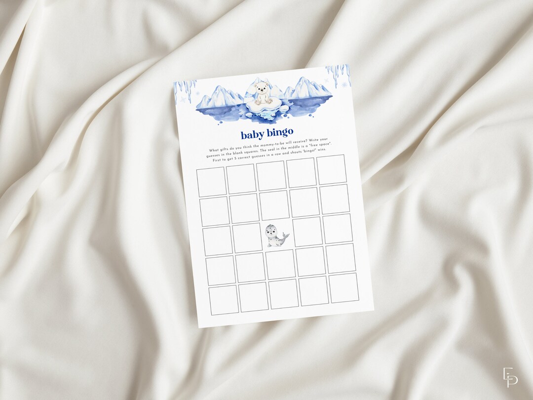 Arctic Animal Winter Baby Bingo Baby Shower Game Template | OLWEN ...