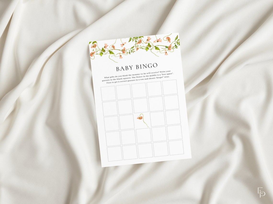 Countryside Wildflower Baby Shower Game Template for Girl Floral Baby ...