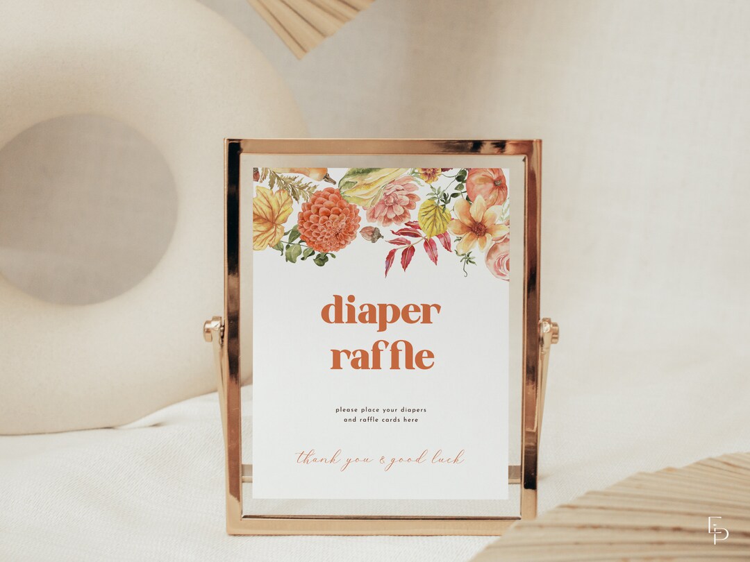 Autumn Pumpkin Fall Diaper Raffle Baby Shower Sign Template | ROWAN ...