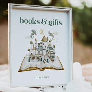 Fairy Tale Castle Dragon Books and Gifts Baby Shower Sign Template for ...