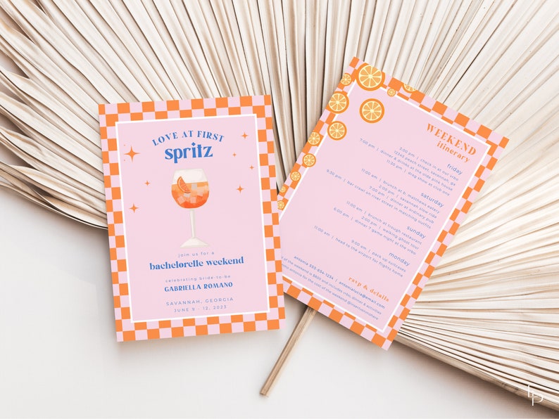 Aperol Spritz Bachelorette Weekend Invite and Itinerary - Etsy