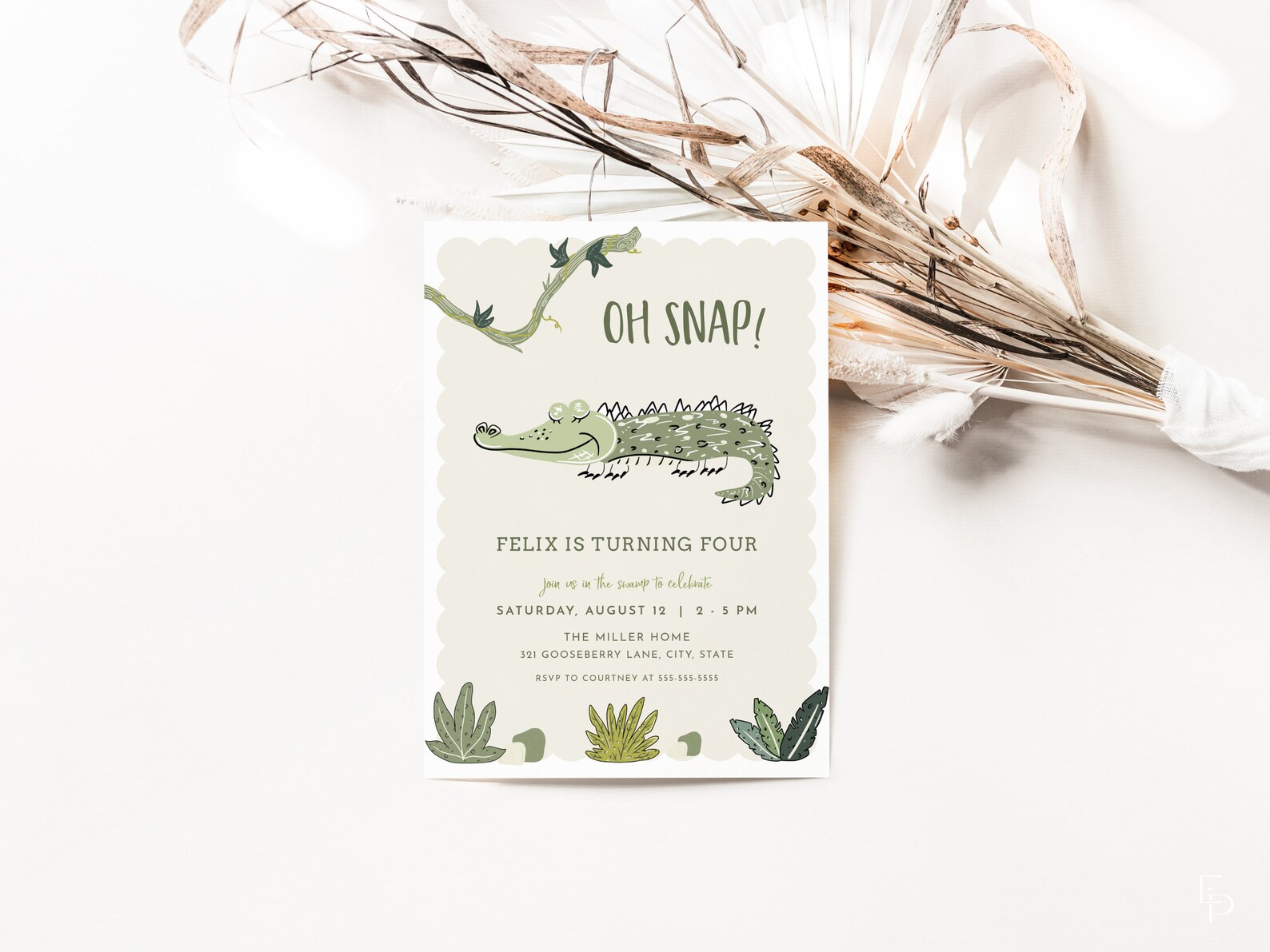 Oh Snap Crocodile Birthday Invitation Template for Party in the Swamp ...