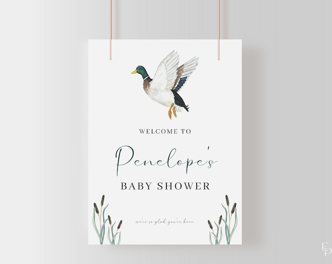 Mallard Duck Baby Shower Welcome Sign, Personalized Baby Shower Poster ...