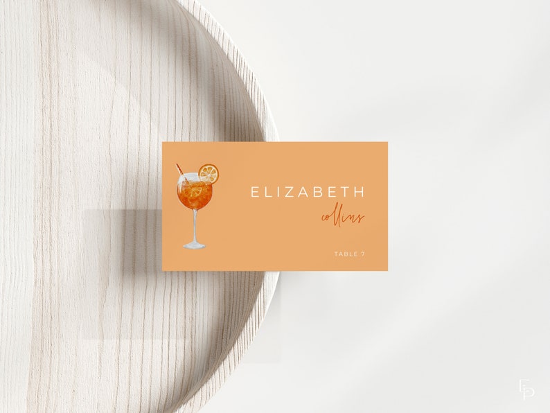 Aperol Spritz Place Card Template for Love at First Spritz - Etsy