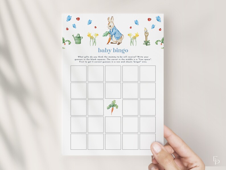 Peter Rabbit Baby Bingo Baby Shower Game Template | BEATRIX Collection ...