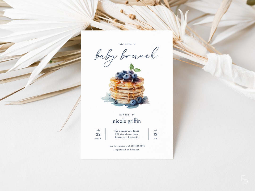 Pancakes Baby Brunch Baby Shower Invitation Template | GALETTE ...