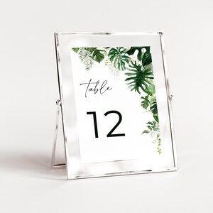 Modern Tropical Monstera Table Number Template for Wedding | CALYPSO ...
