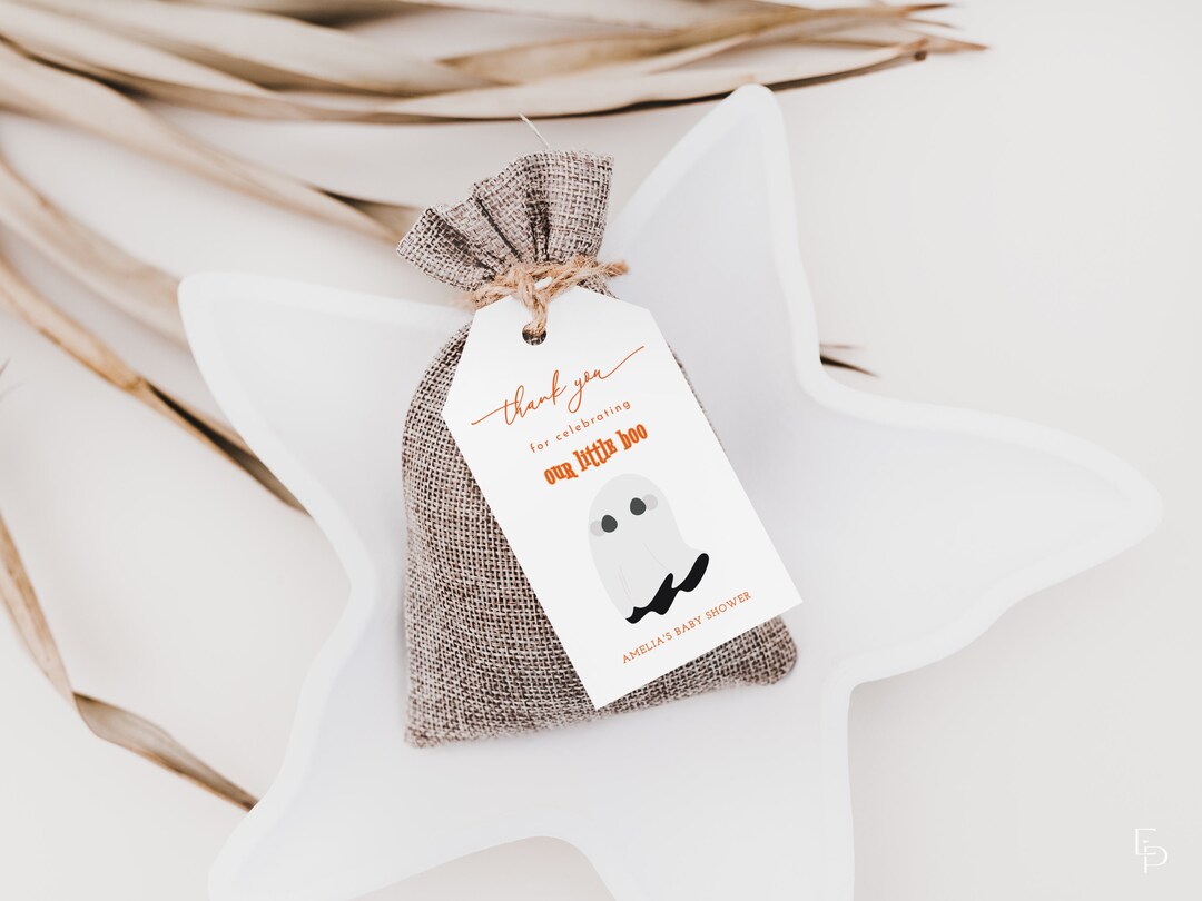 Halloween Little Boo Ghost Baby Shower Favor Tag Template | MASINA ...