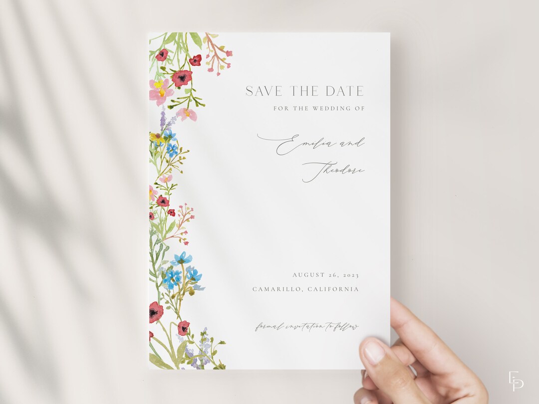 Boho Wildflower Save the Date Template for Weddings | FLEUR Collection ...