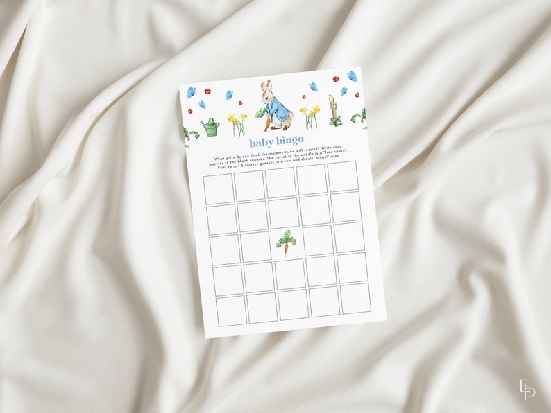 Peter Rabbit Baby Bingo Baby Shower Game Template | BEATRIX Collection ...