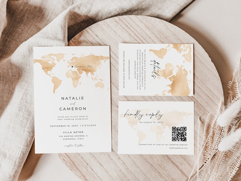 Destination Wedding Invitation Suite Template With Printable 5x7 Invite ...