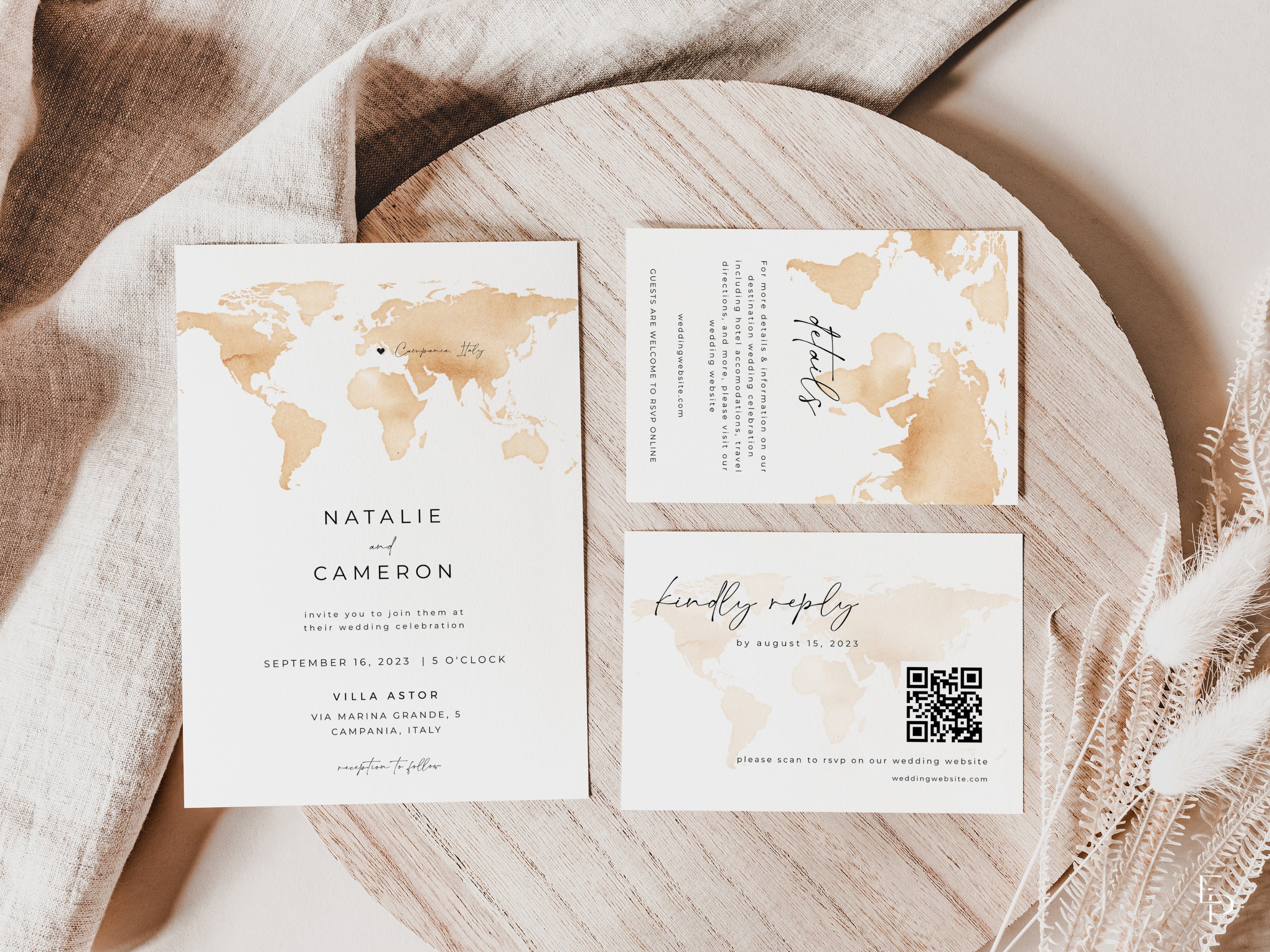 Destination Wedding Invitation Suite Template With Printable 5x7 Invite ...