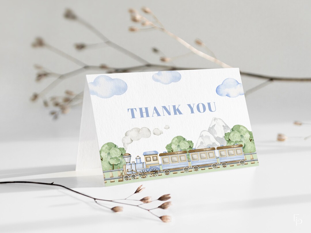 Train Birthday Thank You Card Template for Kids All Aboard Train ...