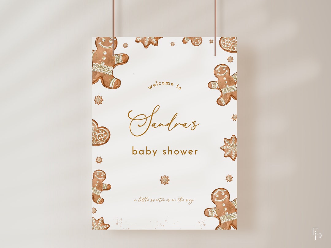 Gingerbread Baby Shower Welcome Sign Template for Winter Christmas Baby ...