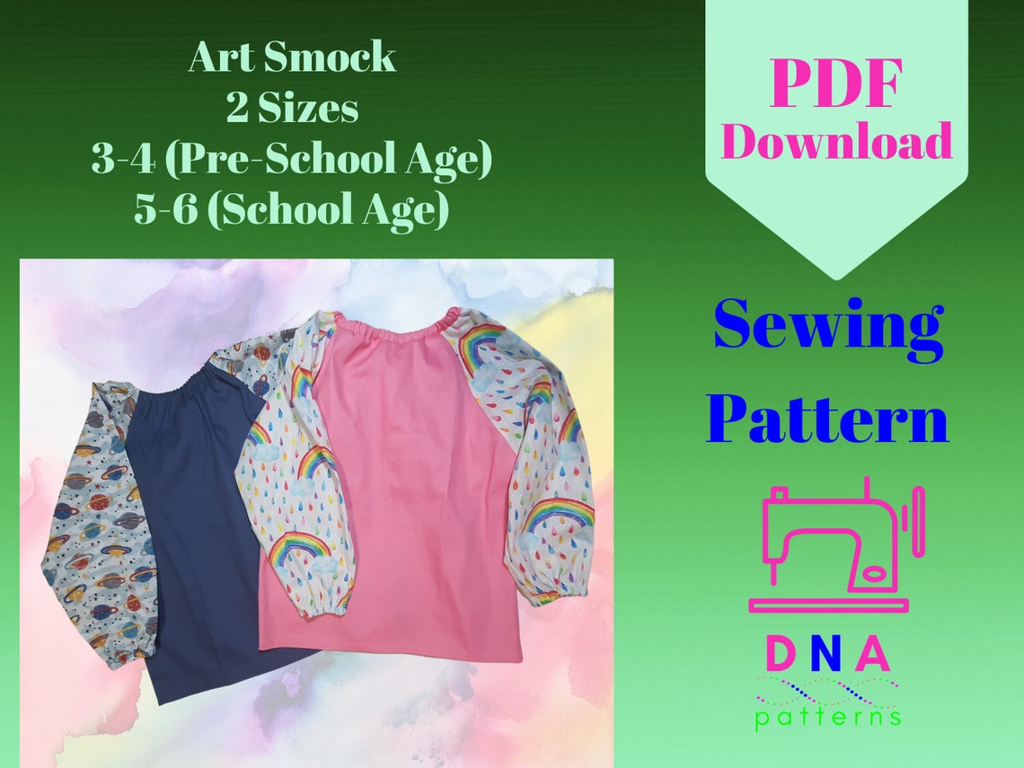Art Smock Sewing Pattern 2 Sizes. Pre School & School Age. - Etsy