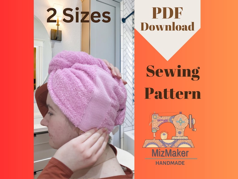 Hair Turban Towel Wrap Sewing Pattern PDF Digital Turban Terry ...