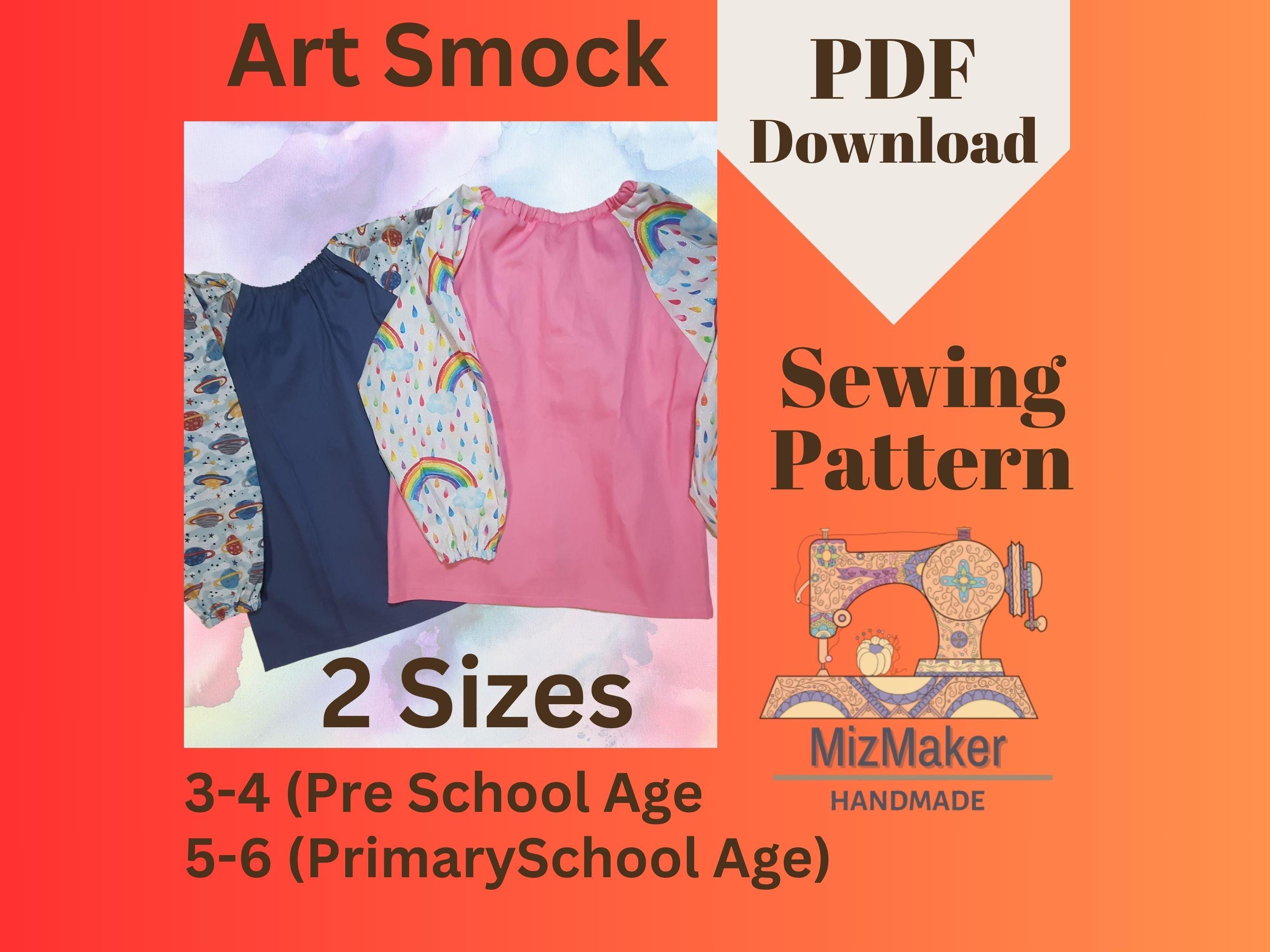 Art Smock Sewing Pattern, 2 Sizes. Pre School & School Age. Sewing ...