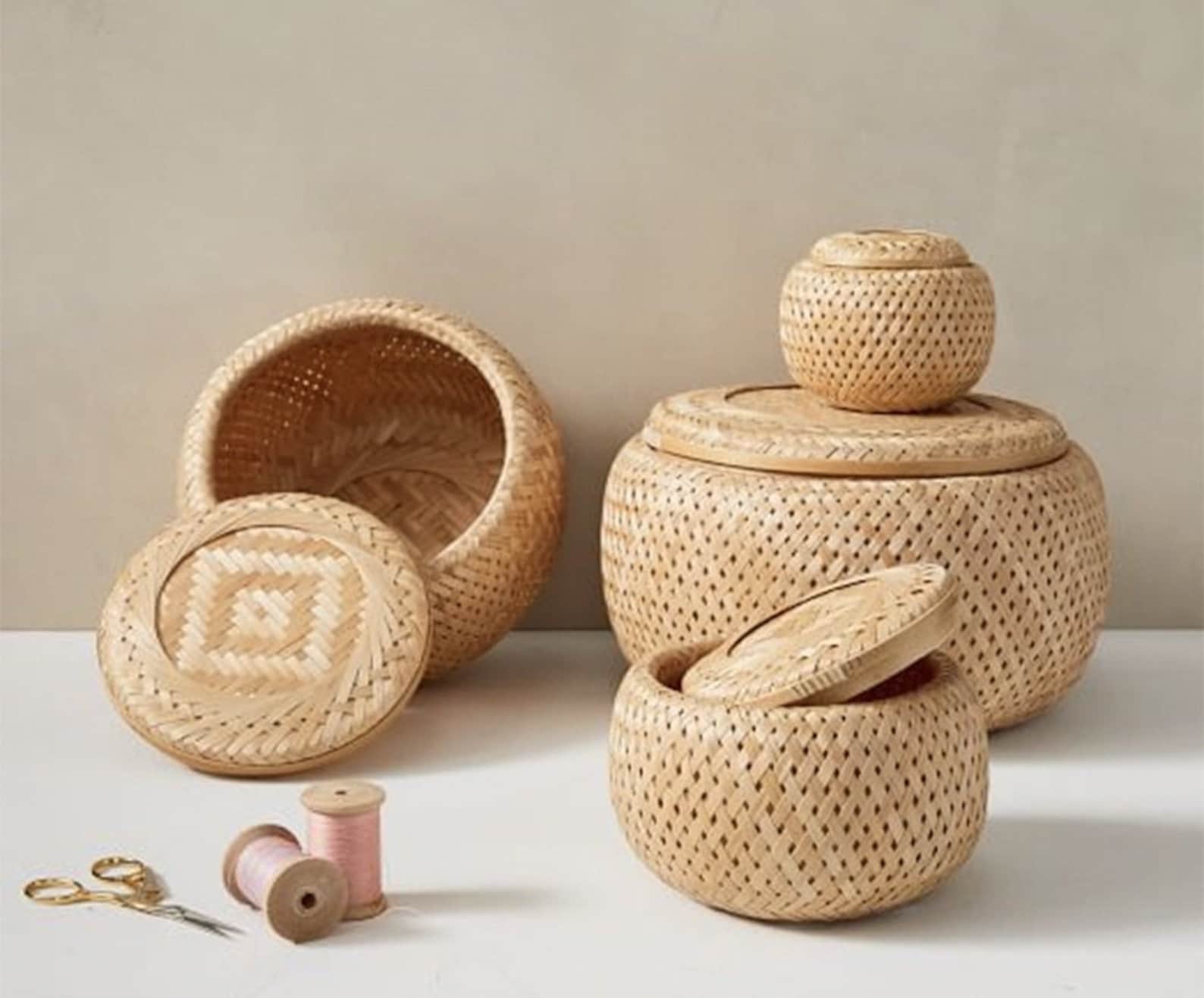 Woven Bamboo Box, Handmade Knitting, Tea / Confectionery / Gift - Etsy
