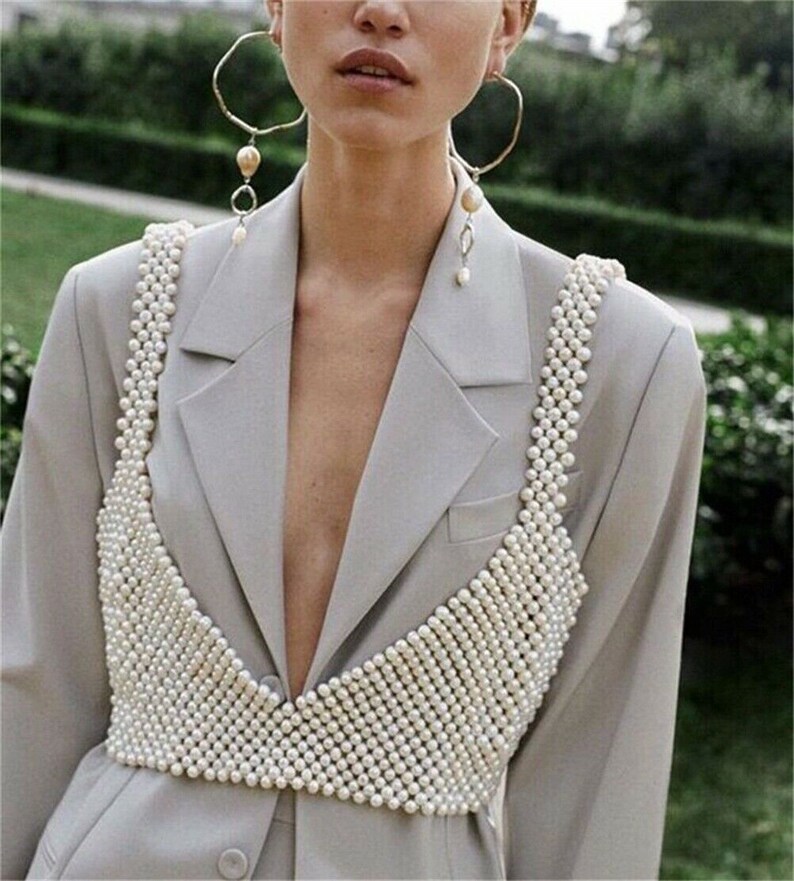 Vintage Style Luxury Pearl Beaded Vest Pearl Top Bride Pearl - Etsy