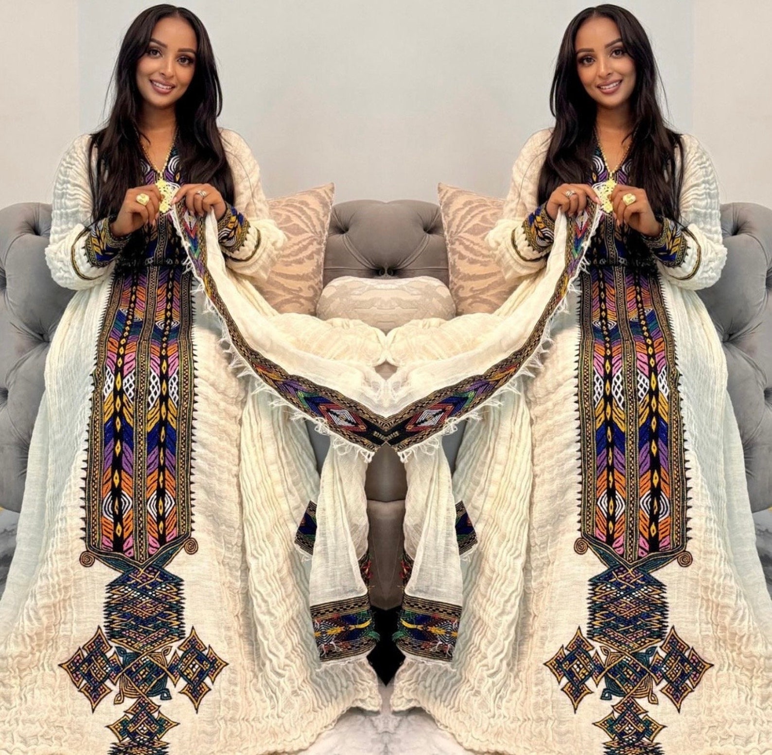Glamorous Ethiopian Traditional Dress, Habesha Kemis, Eritrean ...