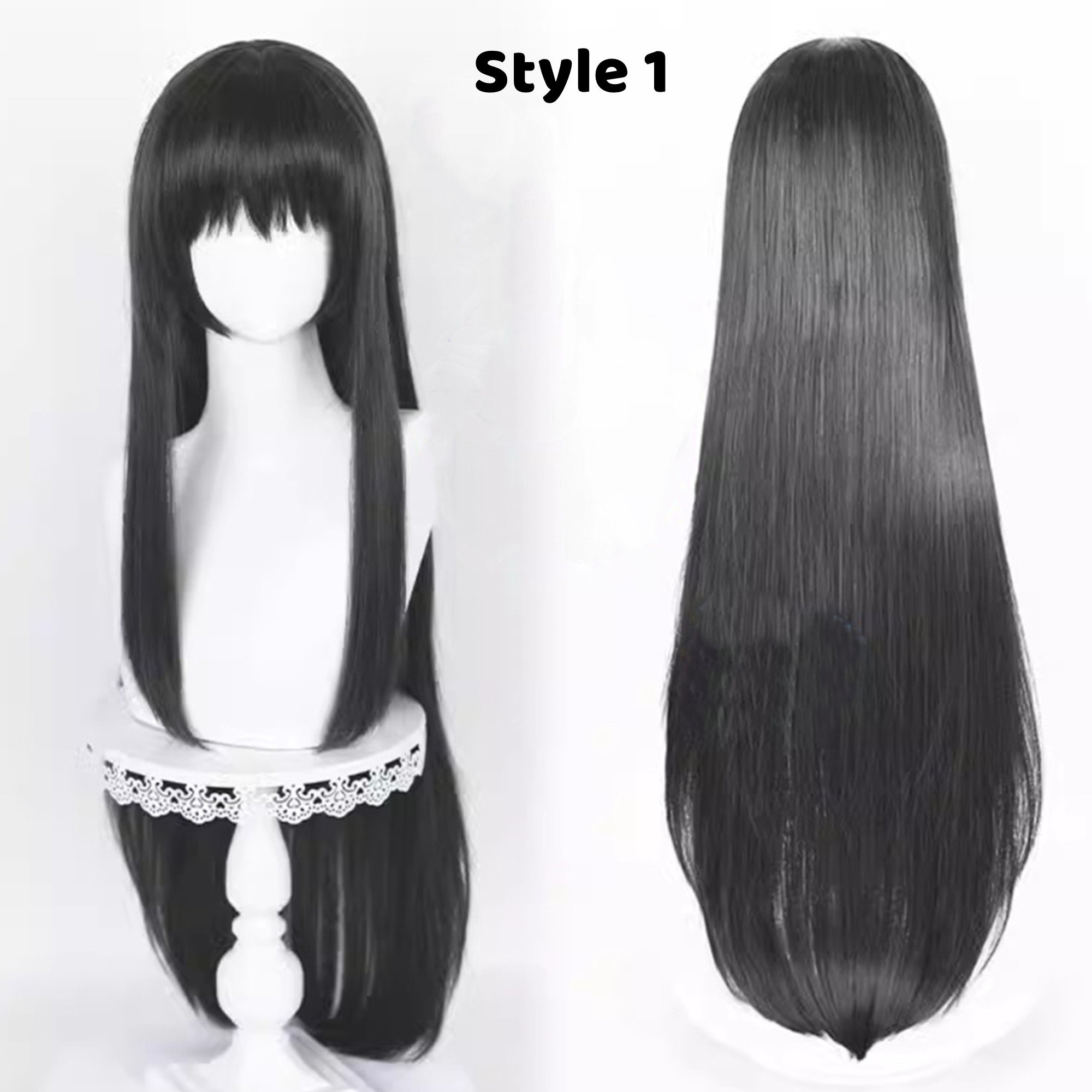Anime Cosplay Wig, Costume Wig for Women, Black Long Wig, Halloween ...