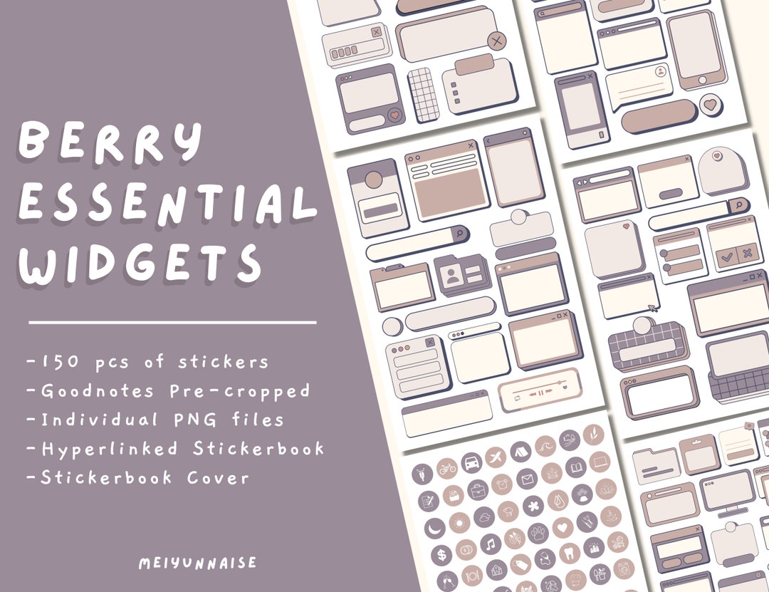 Berry Essential Widgets Digital Stickers for Goodnotes, School Widgets ...