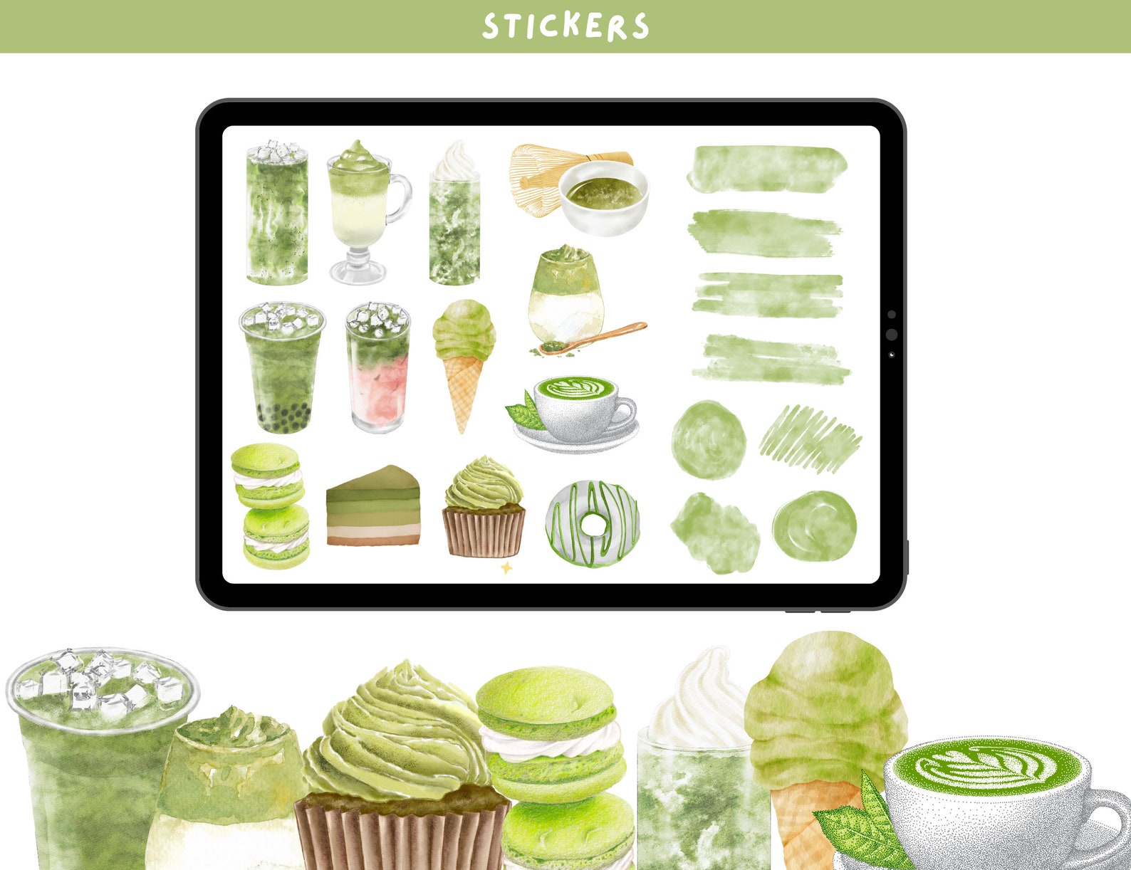 Matcha Lovers Stickers for Goodnotes | Matcha Stickers Everyday Use ...