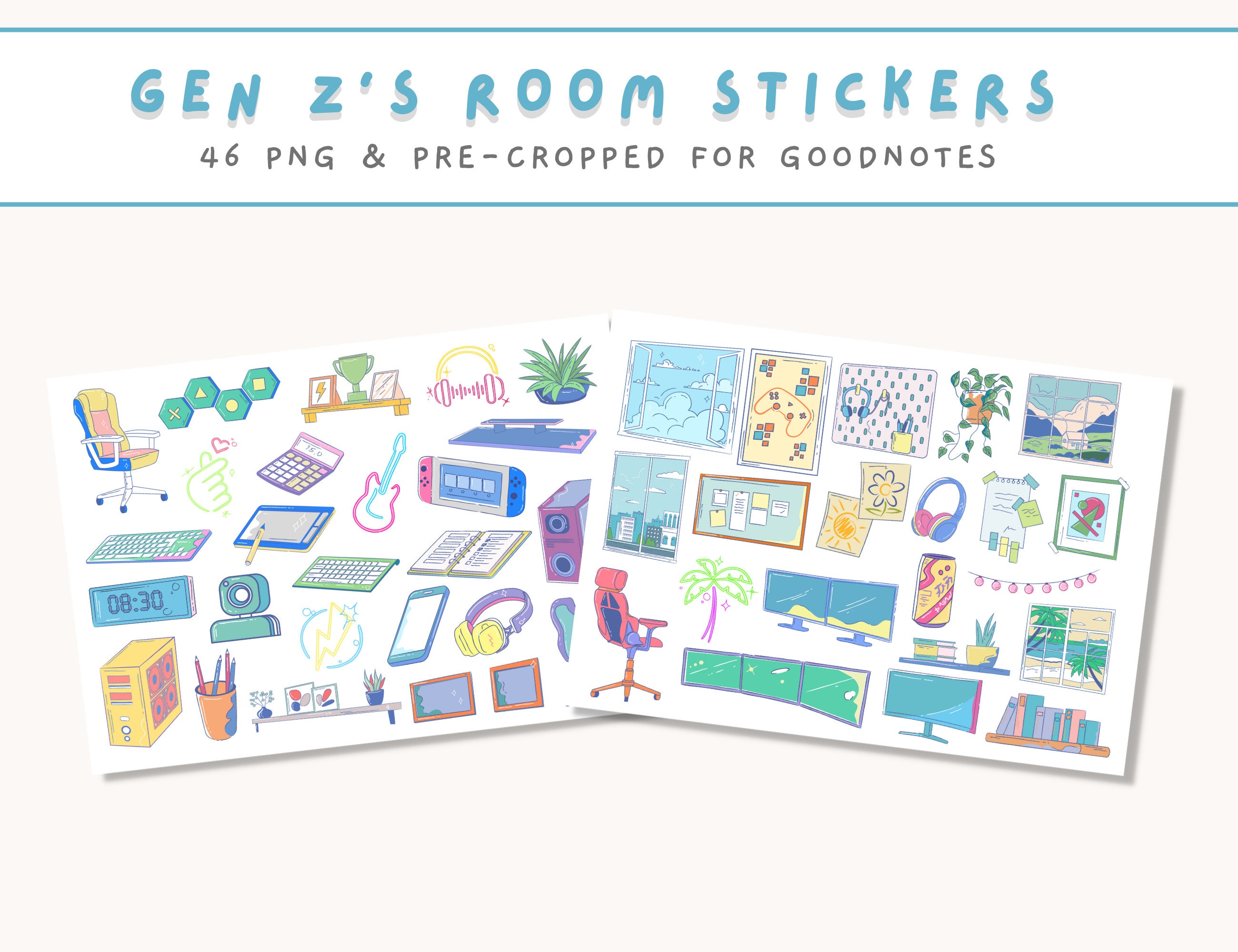 Cute Student Sticker, Gen-z Room Stickers,cute Digital Stickers for ...