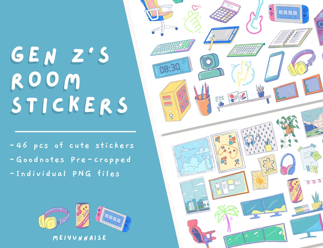 Cute Student Sticker, Gen-z Room Stickers,cute Digital Stickers for ...