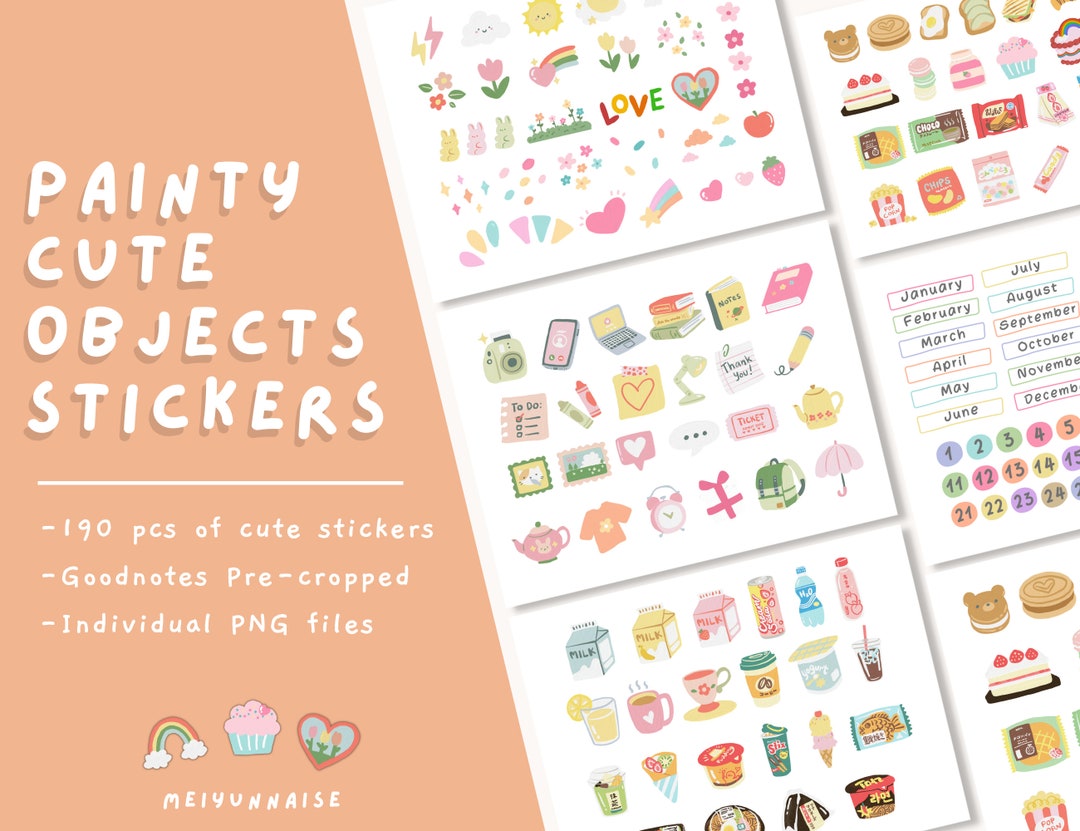 Cute Object Stickers, Kawaii Stickers for Goodnotes, Food Stickers ...