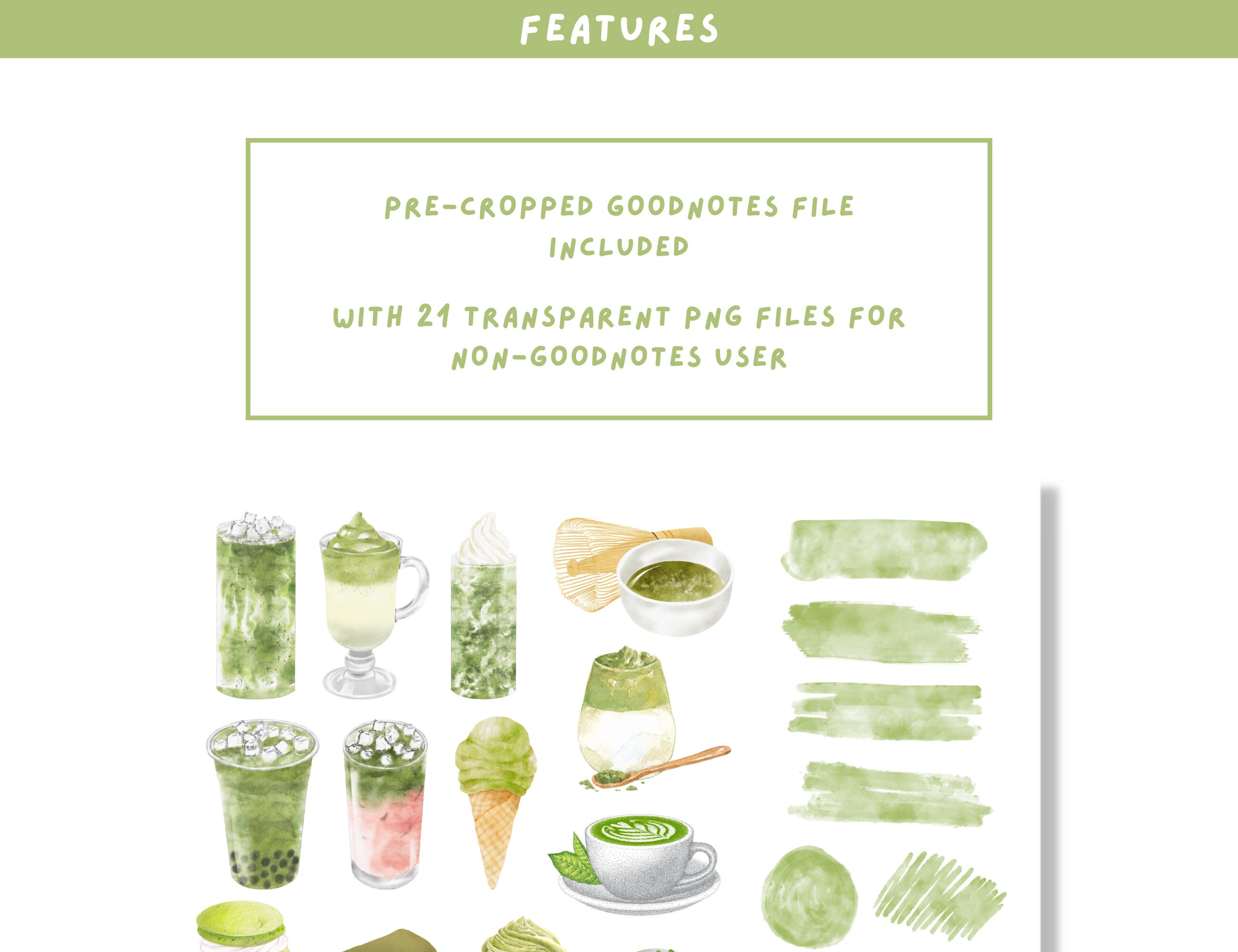 Matcha Lovers Stickers for Goodnotes | Matcha Stickers Everyday Use ...